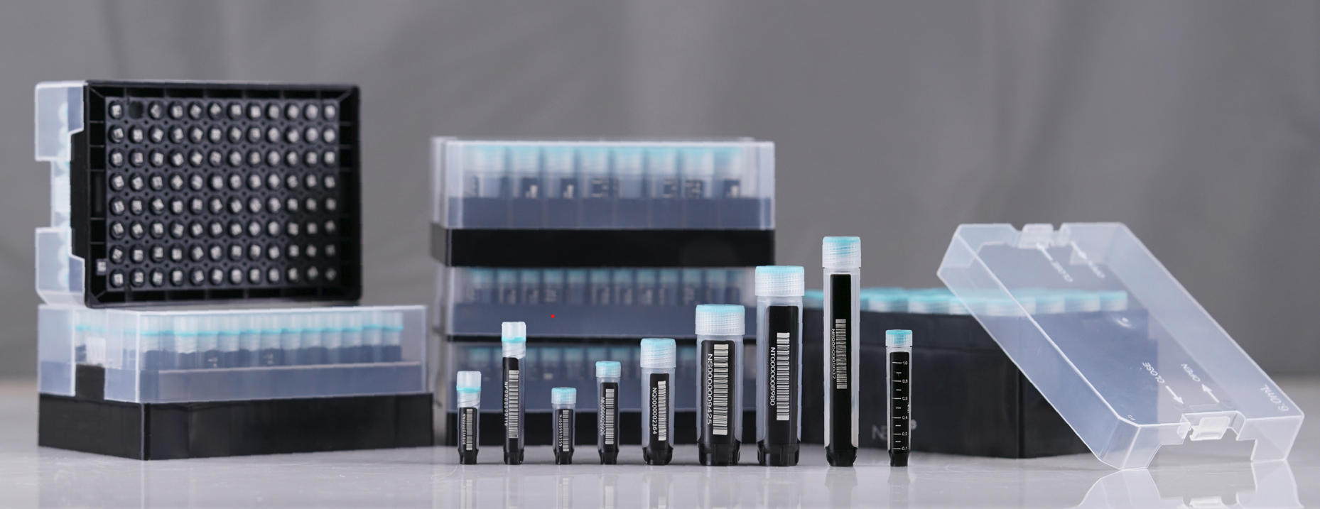 SBS Racked 3D (2D+1D) Barcoded Cryogenic Vials – GMP Plastic